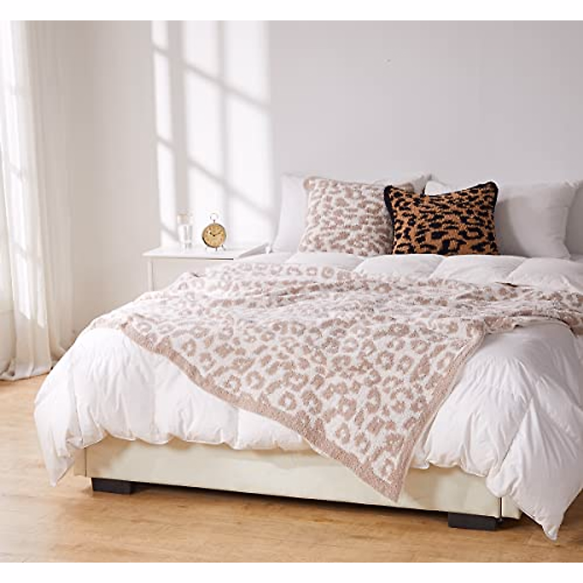 Zolqoqls Soft Fuzzy Fluffy Throw Blanket Flannel Fleeced Leopard Knit Blanket Cozy Comfy Plush Cheetah Blanket for Bed Sofa Couch Chair, 50x60 inch