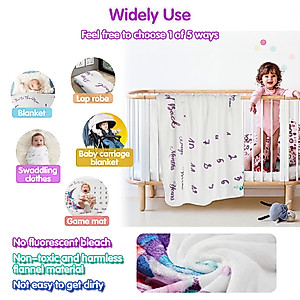 Baby Monthly Milestone Blanket, 51"x40" Newborns Month Blanket Gift for Baby Shower, Soft Plush Photo Prop Blanket for Boy&Girl, Newborn Unisex Blankets with Months