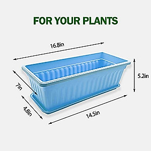 PURPLE STAR 1N 4 Packs 17 Inch Rectangular Window Flower Box Planter with Tray for Balcony,Windowsill,Garden
