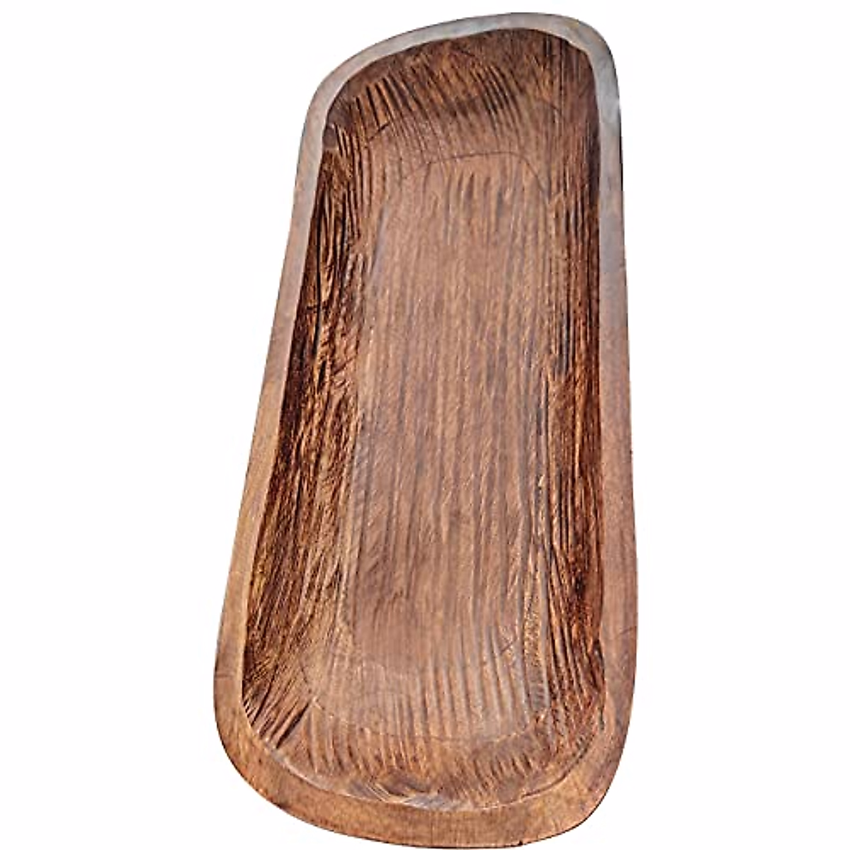 BNDPLUS Wooden Dough Bowl Antique Walnut Reddish Brown Vintage, Wood Long Dough Bowl Large, Wooden Dough Bowls, centerpiece Wood bowl L19 X W8 X H3 inch