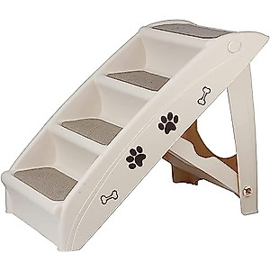 Dog Stairs to Bed Pet Stairs Dog Steps for Small Dogs Washable Carpet Pet Stairs for High Bed Foldable Plastic Pet Steps