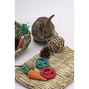 PStarDMoon Bunny Grass Bed-Hand Made Edible Natural Grass Hideaway Comfortable Playhouse for Rabbits, Guinea Pigs and Small Animals to Play,Sleep and Eat(style1)