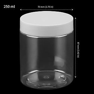 SOUJAP 24 Pack 8oz Plastic Jars with White Lids Bulk, 250ml Empty Clear Storage Slime Containers for Kitchen and Household Food Storage of Dry Goods