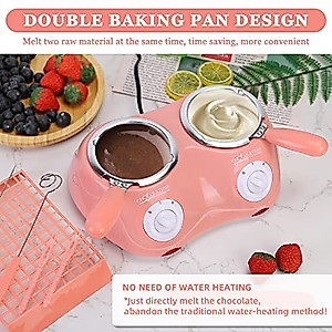 Outamateur Chocolate Melting Pot Electric Chocolate Fondue Mini Fondue Candy Maker with Double Melting Pot for Milk Chocolate,Cheese,Butter,Candy (Pink)