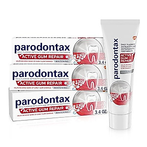 Parodontax Active Gum Repair Whitening Toothpaste for Bleeding Gums - 3x3.4 oz Tube
