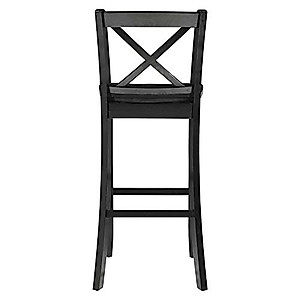 Linon Home Dcor Finished X-Back 30", Black Bar Stool, 16"W x 17.91"D x 42.91"H,