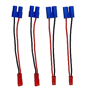 2pairs JST to EC3 Male Female Lipo Battery Connectors Adapter with 10cm 20awg Wire for RC FPV Racing Drone Multicopter Quadcopter Gimbal Aerial Camera RC Cars