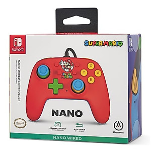 PowerA Nano Wired Controller for Nintendo Switch - Mario Bros., Comfortable Ergonomics, Officially licensed for Nintendo Switch and Nintendo Switch Lite, Compact, Smaller, Portable