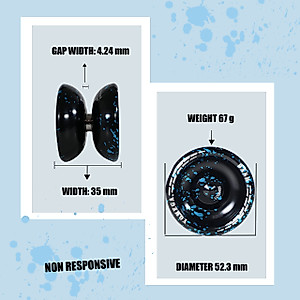 Yomega Dash Yoyo - Pro Aluminum Metal Unresponsive Yoyo with C Size Ball Bearing for Advanced yo yo Tricks + Extra 5 Strings + Glove + Bag + Die & 3 Month Warranty (Black Blue)