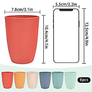 CRETVIS 11OZ Unbreakable Wheat Straw Cup, 6 Pcs Reusable Dishwasher Safe Drinking Cups, Stackable Coffee Tea, Juice Cup, Tumbler Water Mugs for Kitchen Parties, Travel Picnics and Weddings