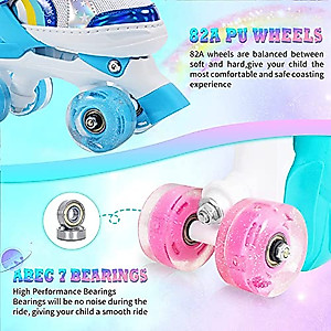 Roller Skates for Girls Kids 4 Size Adjustable Roller Skates with 8 Light Up Wheels,Illuminating Kids Roller Skates Toddlers Boys Beginner Best Birthday Gift for Outdoor Indoor(Pink, Medium(1Y-3Y))