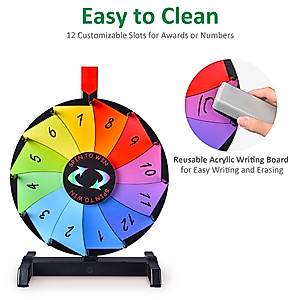 WinSpin 12 Inch Prize Wheel Dual Use Tabletop or Wall Mounted Heavy Duty Editable Color 12 Slots Spinning Wheel for Home Office Fortune Design Carnival Spinning Game, Breeze Series