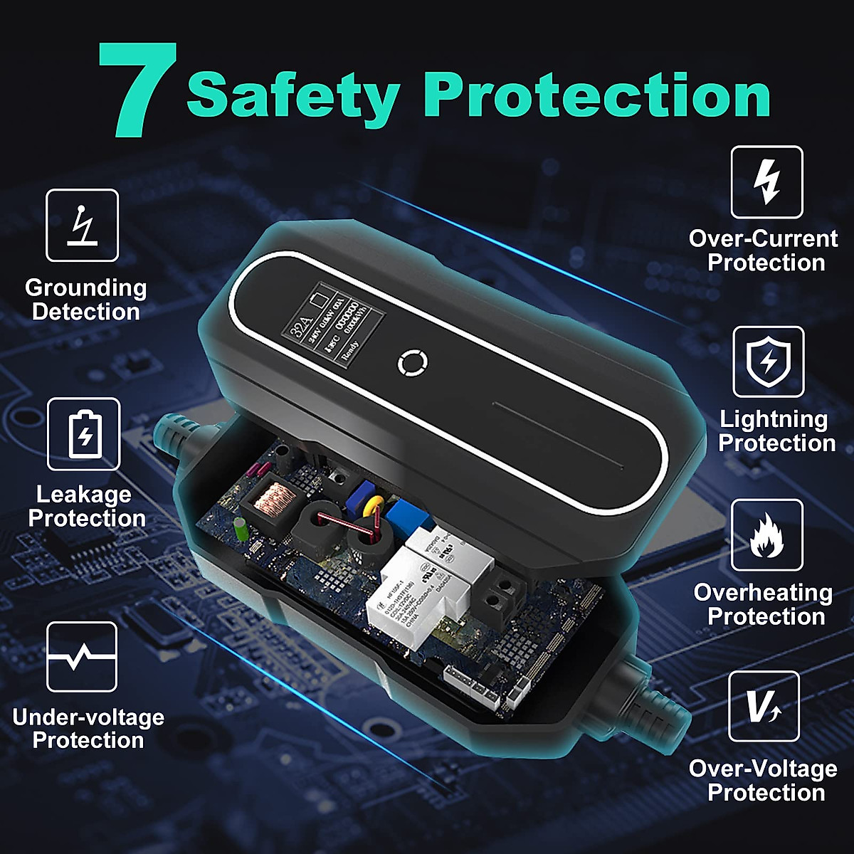 MAX GREEN Speeder Level 2 EV Charger, Adjustable Current (10A/16A/20A/24A/32A) Portable EVSE, 240V 25ft NEMA 6-50 Electric Vehicle Charging Station