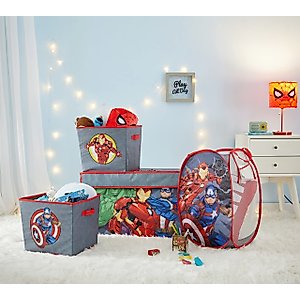 Marvel Spiderman 4 Piece Storage Solution Set with Pop Up Hamper, Collapsible Storage Trunk and 2 Nestable Storage Bins