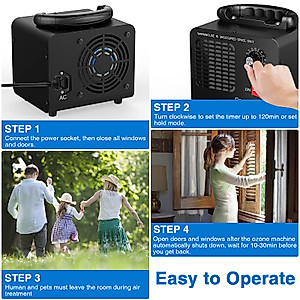 JOBYNA Ozone Generator Air purifier, 6000mg/h Ozone Machine Odor Removal, 120min Time Setting, Auto Shut Off Ozonator Ozone Machine for Car, Room, House, Smoke, and Pet