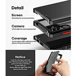 GOOSPERY Z Bumper Designed for Galaxy S22 Ultra Case, Shock Absorbing Dual Layer Structure TPU Edge Clear Back Cover with Detachable Clear Card Holder Stick On Phone Wallet