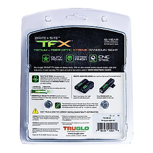 TRUGLO TFX Handgun Sight | Durable Shock-Resistant Compact Brightly Glowing Tritium & Fiber-Optic Xtreme Day/Night Sight, Compatible with Glock High Handguns,Black