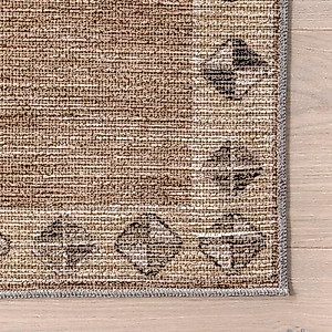 Rugs USA x Lauren Liess Fennel Diamond Machine Washable Area Rug, 4x6, Light Brown