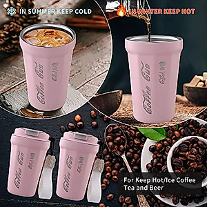 AIWENXIE Coffee Tumbler, Vacuum Insulated Coffee Travel Mug Spill Proof With Leakproof Lid,14 OZ Stainless Steel Water Bottles,For Keep Hot/Ice Coffee,Tea and Beer(pink)