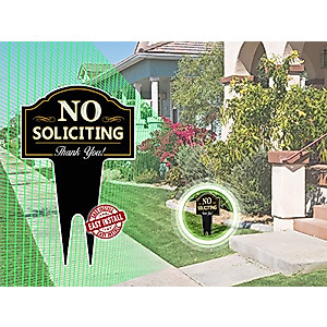 Signs Authority No Soliciting Sign For House Reflective Outdoor Yard Signs for Home/Business | 15"x9.5" DiBond Aluminum No Soliciting Yard Sign | No Soliciting, Deter Door Knockers and Bell Ringer