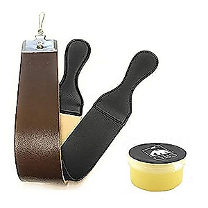 G.B.S Mahogany Wood, Shave Ready Straight Razor, Leather Strop Made with Cow Hide Leather Steel Clamp, Wooden Handle