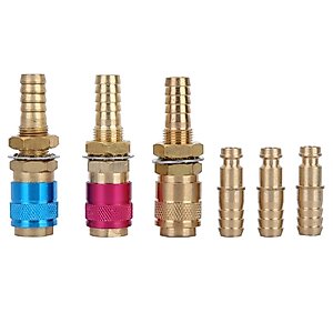 3pcs M10 Red Yellow Blue Water Cooled Gas Adapter Quick Connector Fitting Tig Cooler Welding Quick Connectors for Tig Welding Torch