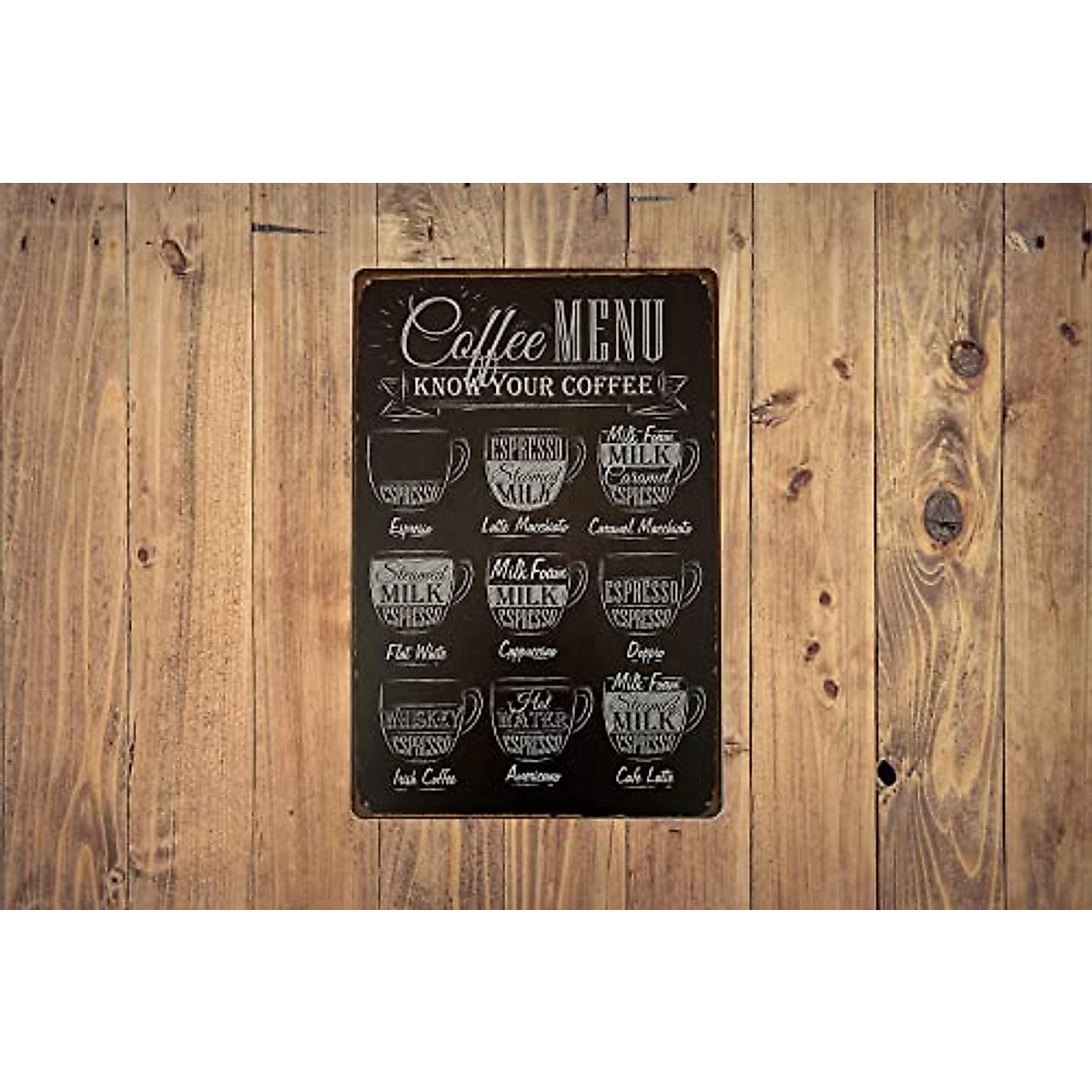 ERLOOD Coffee Menu Know Your Coffee Tin Sign Wall Retro Metal Bar Pub Poster Metal 12 X 8