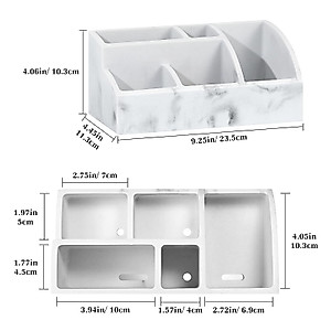 Luxspire Bathroom Counter Organizer, 5 Slot Toothbrush Holder, Marble Bathroom Accessories, Gravel White