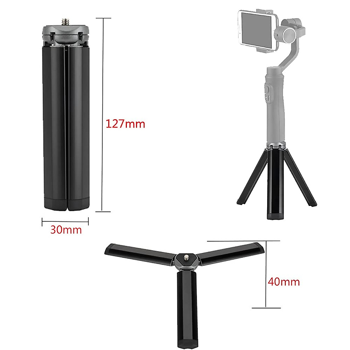 JINTU Metal Mini Tripod, Phone & Camera Stand Tabletop Tripod for iPhone/Cell Phone/Digital Cameras/Video stabilizer, Perfect for Desktop Vlogging, Webcam with 1/4 screw, Aluminum Alloy