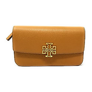 Tory Burch Women's Britten Leather Chain Wallet Tiramisu