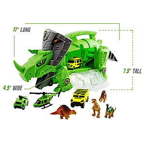 WolVolk Perfect Dinosaur Storage Carrier for Your Dinosaurs and Cars (Includes Mini Dinosaurs and car Toys)