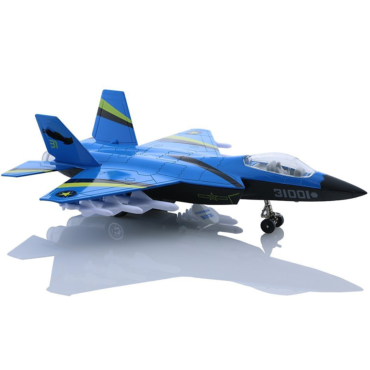 HSOMiD Alloy Planes/Airplane/Aircraft Toy with Pull Back Stealth Bombers and Fighter Planes Black (Blue)