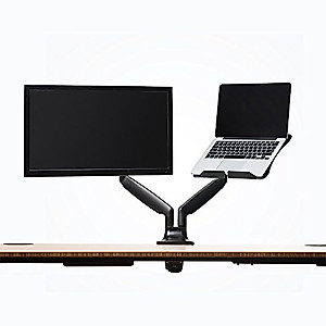 Fully Jarvis Dual Monitor Mounting Arm with Laptop Tray, fits up to 32" Computer Displays (Dual with Laptop Tray, Black)