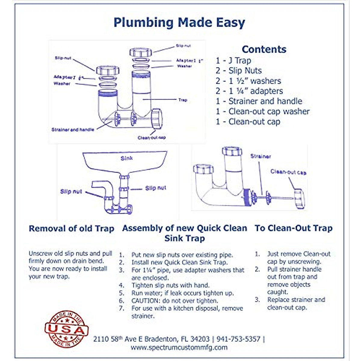 Quick Clean Sink Trap | 1 1/4" & 1 1/2" P-Trap Replacement Upgrade | Jewelry Catcher | DIY Unclog Your Drain | No Tools Required | Bathroom/Salon Hair Trap | Made in USA | Veteran Owned