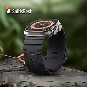 Suitisbest Sport Bands Compatible for Apple Watch Ultra & Apple Watch 2, Ultra Wide Silicone Wristband Waterproof Strap for iWatch Series 9, 8, 7, 6, 5, 4, SE (49mm, 45mm, 44mm, 42mm) for Men