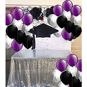 Graduation Party Decorations 2023 Purple Grad Purple Silver Black Balloons 30Pcs Women Birthday Decorations 2023 Purple NYU Graduation Party Supplies