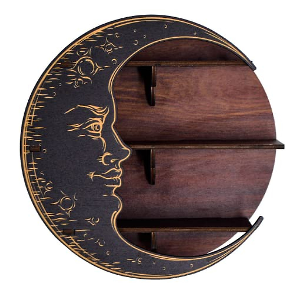 Ervkgm Wooden Crescent Moon Shelf for Crystals Stone, Crescent Moon Crystal Shelf, Crystal Storage & Wall Hanging Shelves for Bedroom,Crystal Shelf - Room Decor,Pinewood (Moon2)