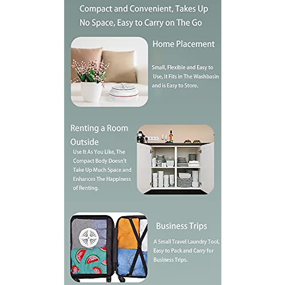 Mini turbo portable washer machine, fully automatic forward and reverse usb plug-in laundry machine, waterproof solid durable compact lavadoras convenient for home, business, travel