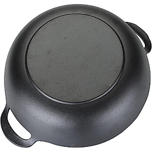 Healthy Choices 3 Qt Pre Seasoned Cast Iron Grilling Wok with 2 Loop Handles, 12" Heavy Duty Wok Pan, Griddle & Stir Fry Pans, Induction Cooktop, Oven Safe, Stovetop, Indoor/Outdoor, Indian Deep Kadai