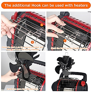 Wood Stove Fan, 4 Blade Heat Powered Fireplace Fan with Magnetic Thermometer，Stove Eco Fans for Wood Log Burner, Stove Heater Fans with Bracket Fixed on Wood Stove Accessories for Home Camping