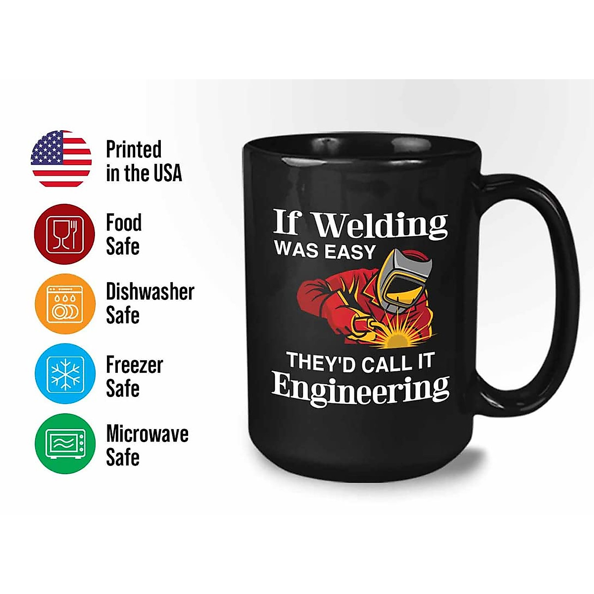 Bubble Hugs Welder Coffee Mug 15oz Black - If Welding Was Easy - Welding Metal Worker Mechanic Engineer Gifts for Men Husband Dad