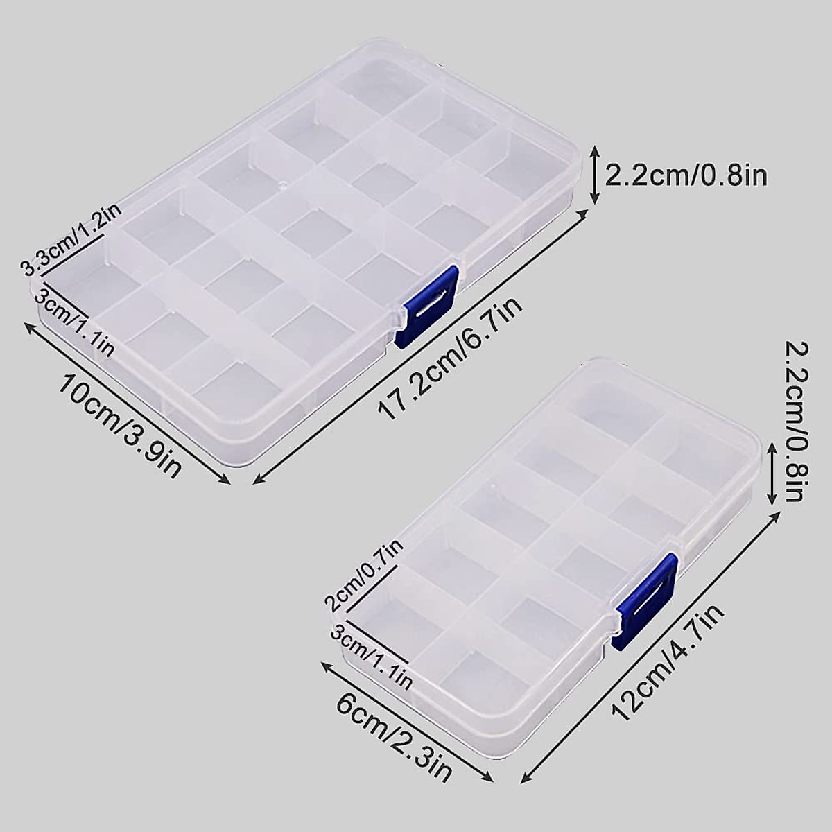 Guyuyii Bead Organizer - 4-Pack Adjustable Bead Organizers and Storage, 2 with 10 Grids and 2 with 15 Grids - Perfect for Craft Supplies and Jewelry Making