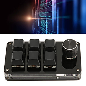 Luqeeg 6 Key Mini Keypad with Knob, USB DIY Programmable Keyboard, One Handed Macro Mechanical Keyboard, RGB Backlight OSU Gaming Keyboard for Office, Gaming, Music, Media, Laboratory