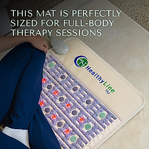 Healthyline Advanced Infrared Heating Pad - Amethyst, Tourmaline and Jade Gemstones - Heated Mat with LED Red Lights, Negative Ions - 72 x 24 inches