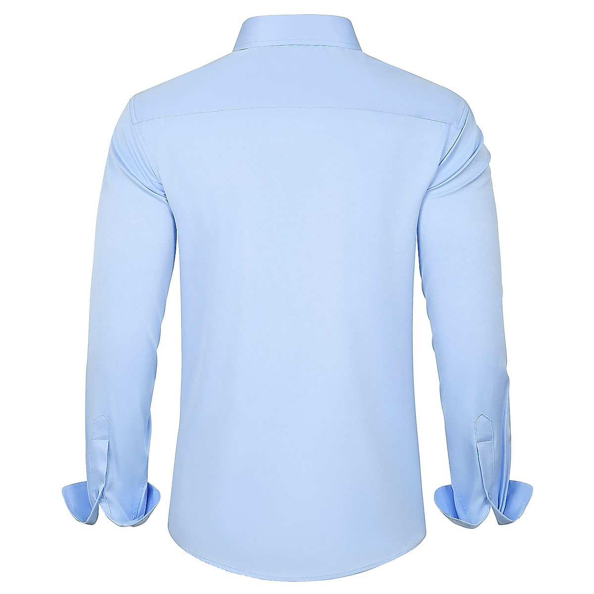 J.VER Men's Dress Shirts Solid Long Sleeve Stretch Wrinkle-Free Formal Shirt Business Casual Button Down Shirts Blue Small