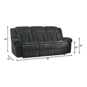 Lexicon Huddart Fabric Double Manual Reclining Sofa, 88" W, Charcoal Gray
