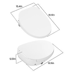 Electronic Elongated Bidet Toilet Seat: GREENEVER Smart Bidet Warm Water Rear and Front Wash Warm Air Dryer & LED Light, Multiple Spray Modes Wireless Remote Seat Sensor, Bidet Attachment for Toilet