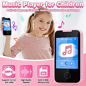 Kids Phone Toys for 3-6 Year Olds Girls, Touchscreen Kids Cell Phone with Dual Camera, MP3 Music Player, Games, Habit Tracker Kids Toddler Phone Learning Toy Birthday Gifts for Girls Age 3 4 5 6 7 8