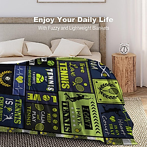 Jreergy Tennis Blanket Gifts for Tennis Player Warm Throw Blanket for Boys Girls Sport Lover Blanket for Sofa Camping Couch 40"x50"