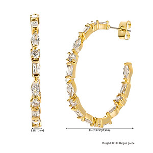 MABARRI Women's 14k Real Gold Plated Rhinestone Huggie Hoop Earrings for Women Trendy,Womens Dainty Gold Jewelry Earrings(Hypoallergenic)